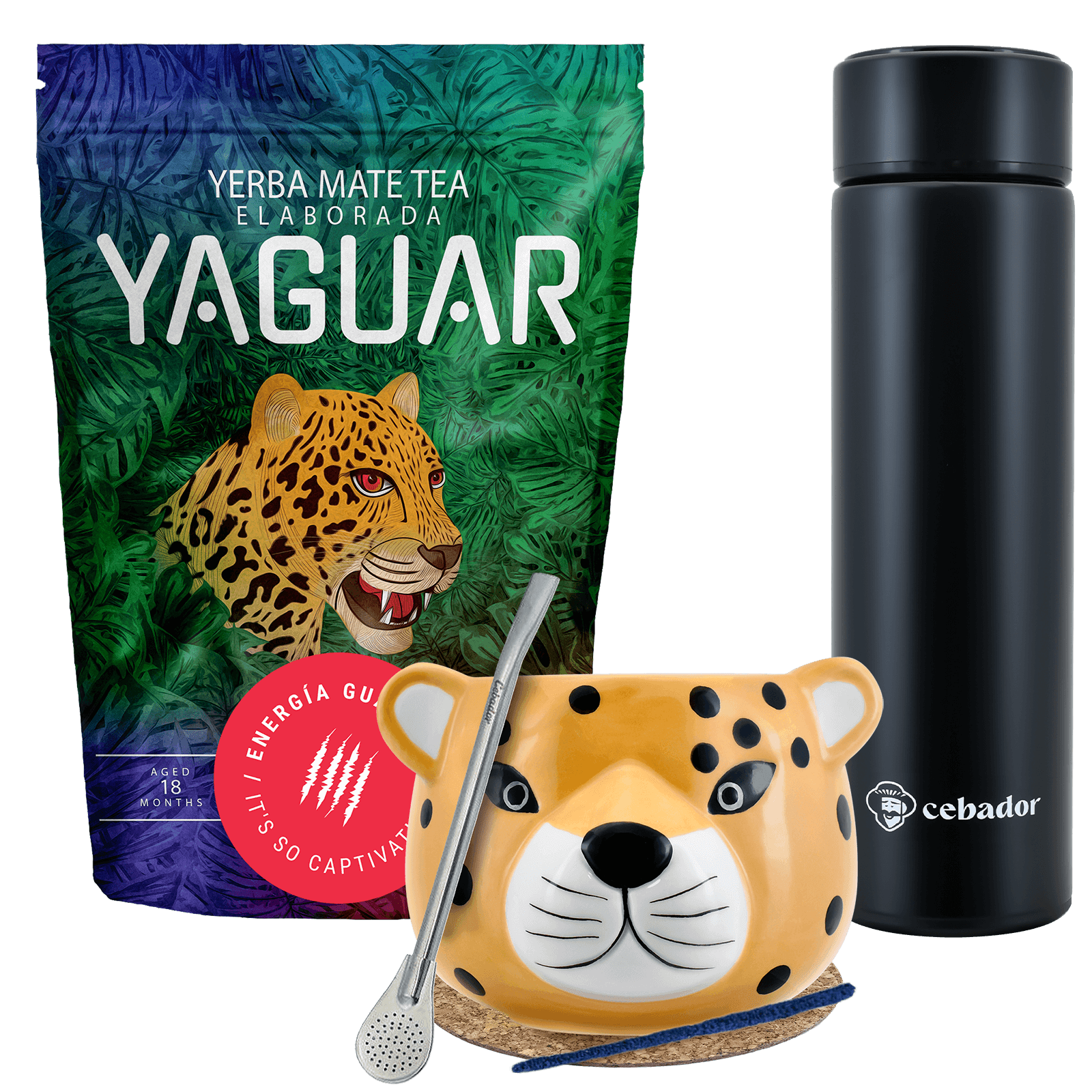 Yerba Mate Yaguar Energia 500g calebasse thermos set | Sets \ Sets de ...